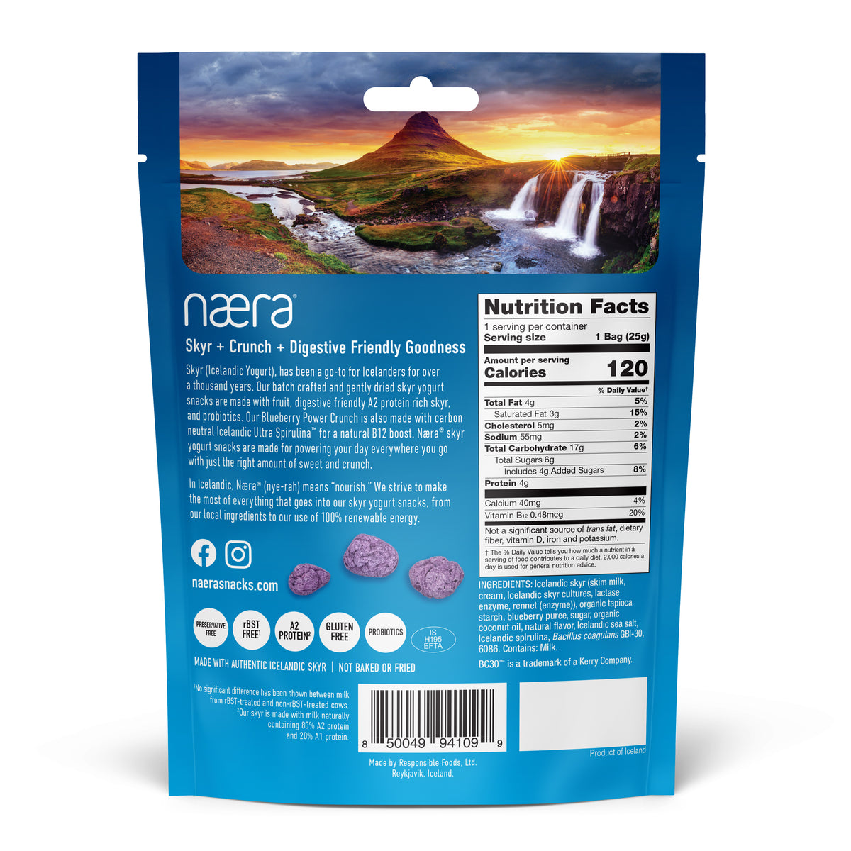 Probiotic Blueberry Skyr Yogurt Snack – Næra Snacks
