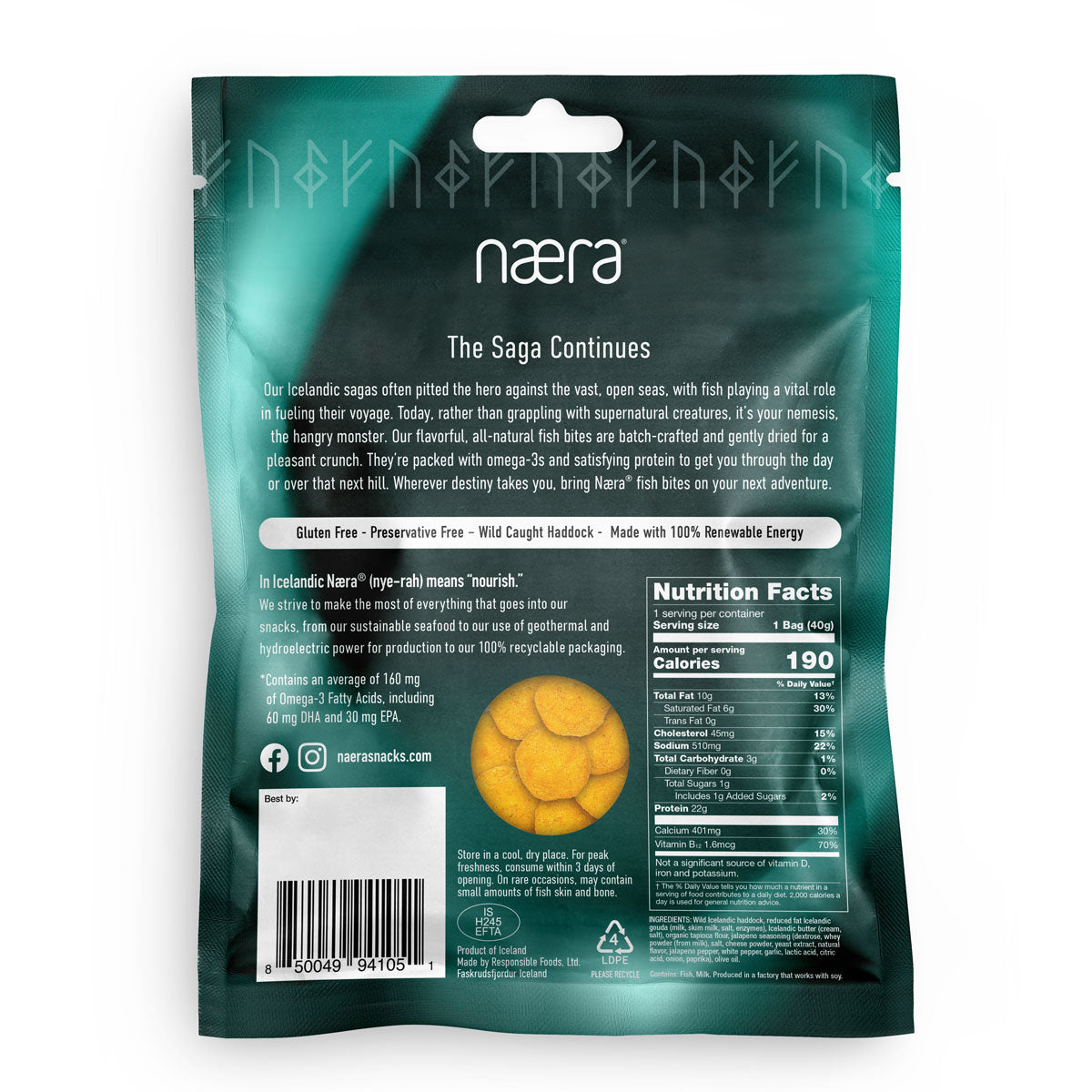 Nacho Cheese Haddock with Jalapeño Crunchy Fish Bites – Næra Snacks